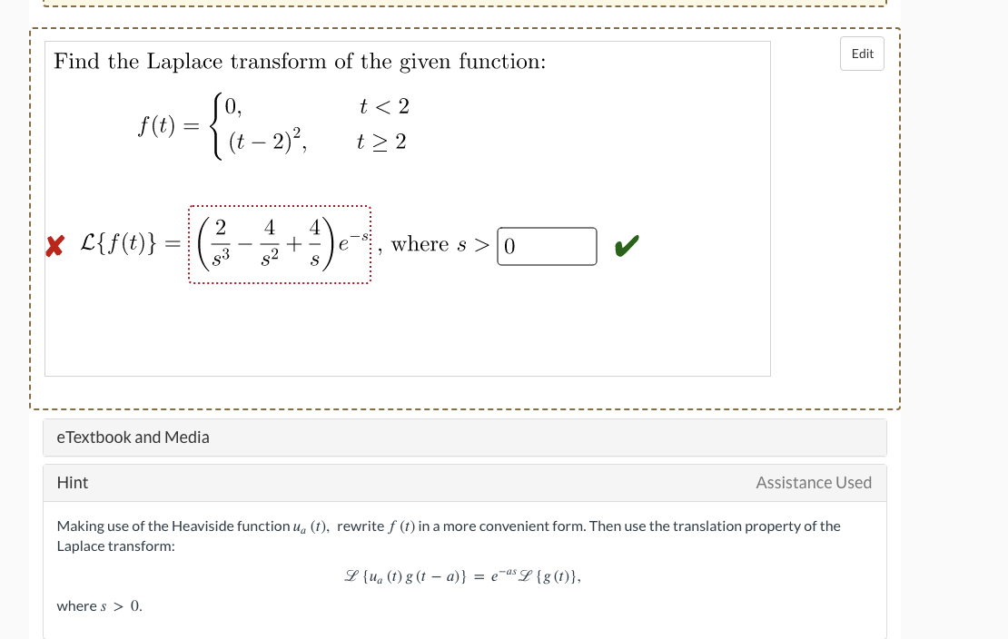 Solved Find the Laplace transform of the given function: | Chegg.com