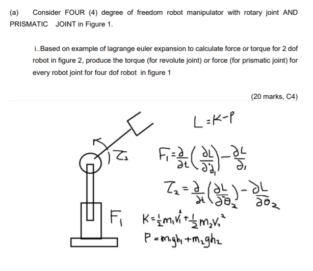 Solved (a) Consider FOUR (4) degree of freedom robot | Chegg.com