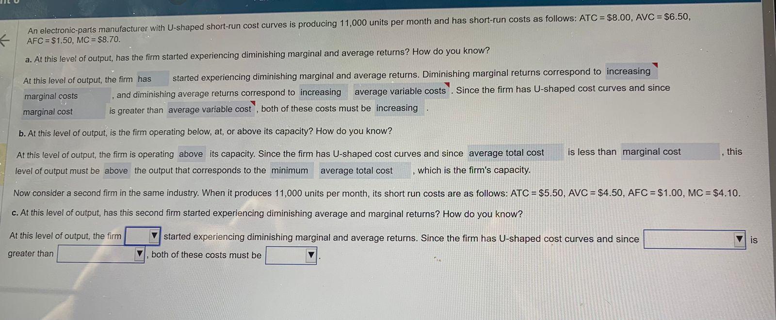 Solved An electronic-parts manufacturer with U-shaped | Chegg.com