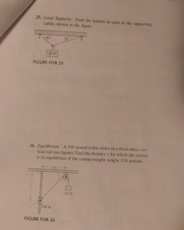 Solved 25. Load Supports Find the tension in each of the | Chegg.com