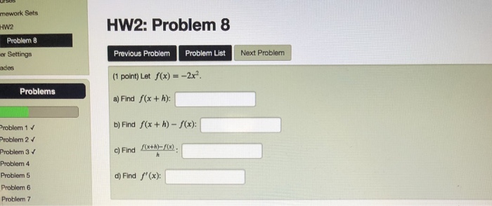Solved mework Sets HW2: Problem 8 Problem 8 er Settings ades | Chegg.com