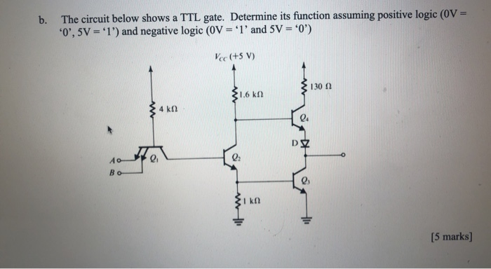 Solved b. The circuit below shows a TTL gate. Determine its | Chegg.com