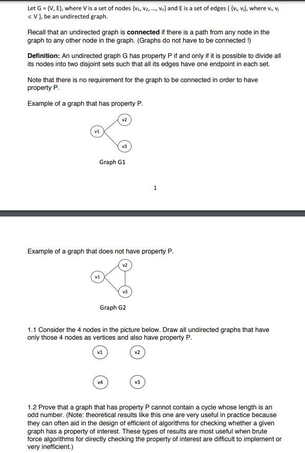 Solved Let G=(V,E), where V is a set of nodes {v1,v2,…,vn} | Chegg.com
