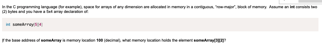 Solved In the programming language (for example), space for | Chegg.com