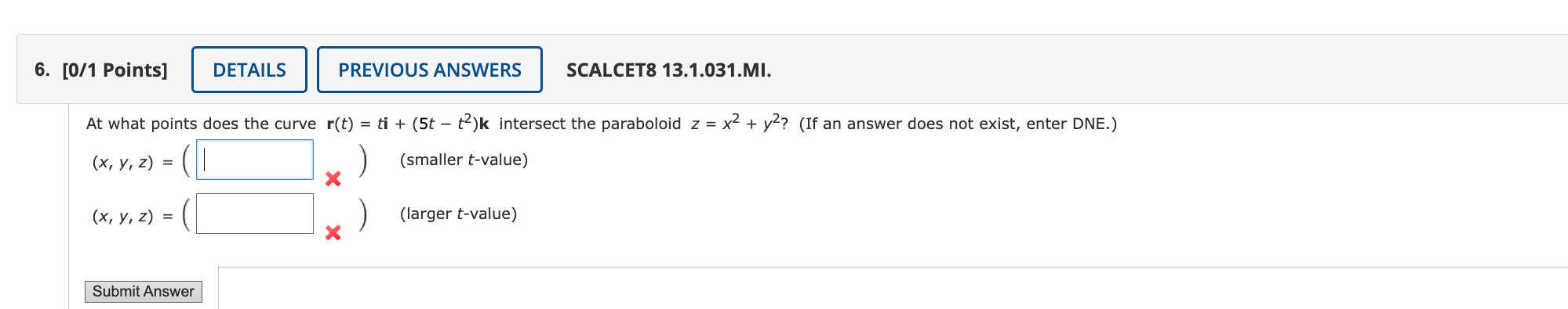 Solved At what points does the curve r(t)=ti+(5t−t2)k | Chegg.com