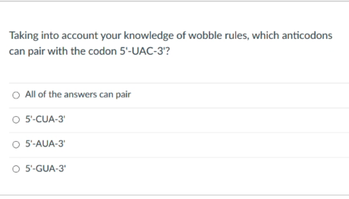 Solved Taking Into Account Your Knowledge Of Wobble Rules