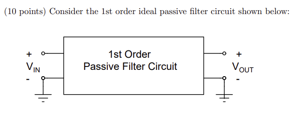 Solved (10 points) Consider the 1st order ideal passive | Chegg.com