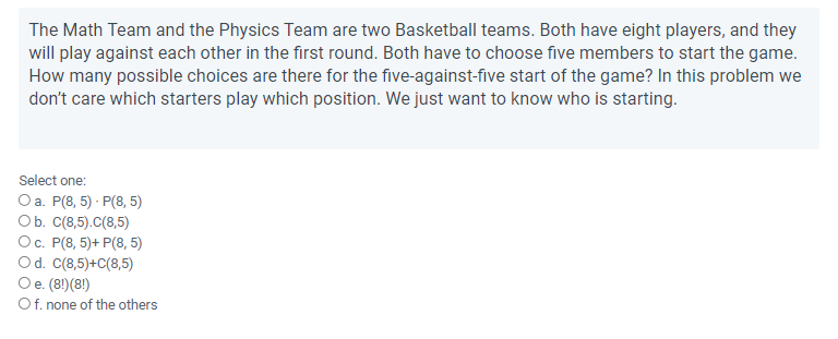 Solved The Math Team and the Physics Team are two Basketball | Chegg.com