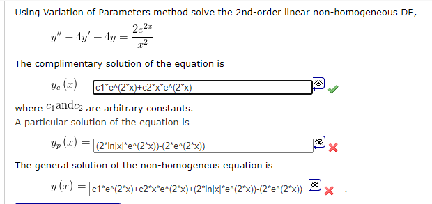 Solved Using Variation of Parameters method solve the | Chegg.com