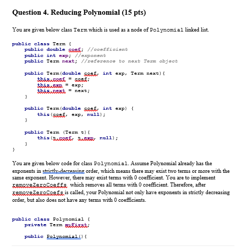 Solved Question 4. Reducing Polynomial (15 pts) You are | Chegg.com