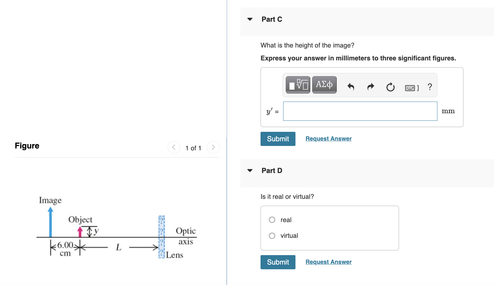 Solved (Figure 1) shows an object and its image formed by a | Chegg.com