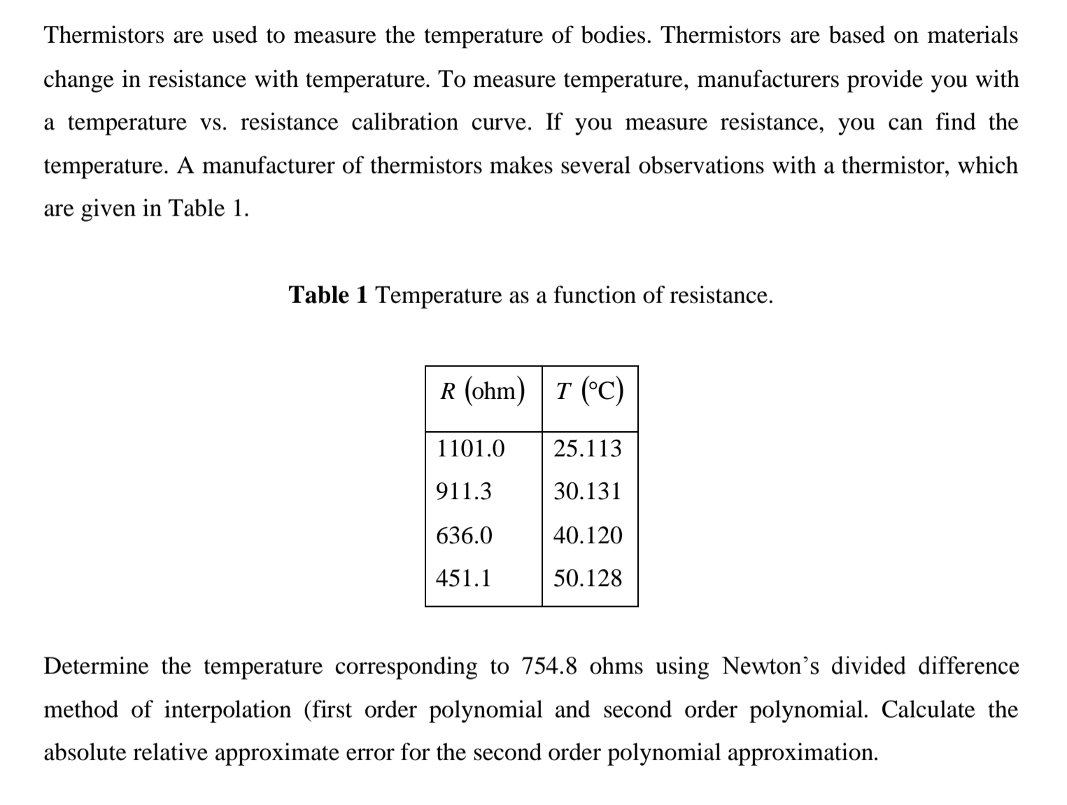 Solved Thermistors are used to measure the temperature of | Chegg.com