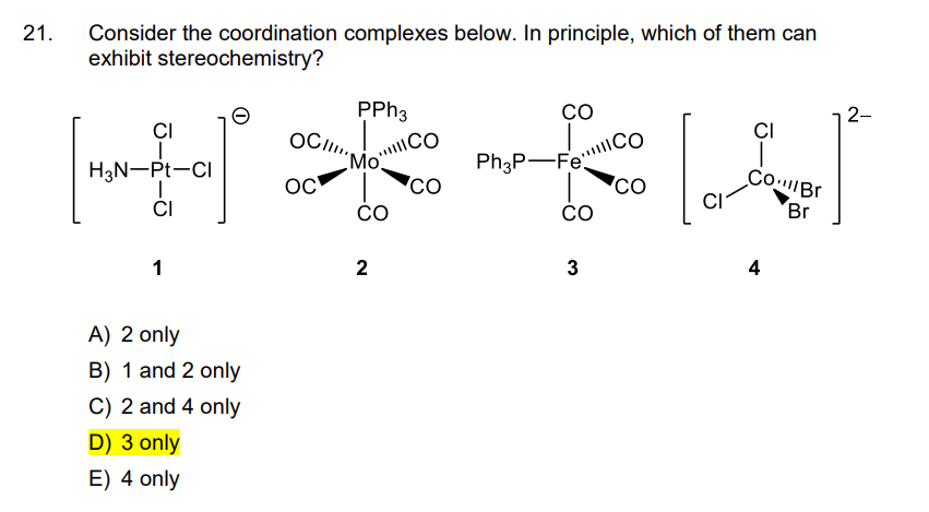 Solved Consider the coordination complexes below. In | Chegg.com