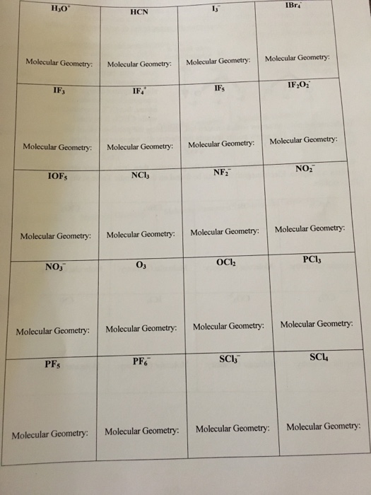 Solved IBr H30 Ij HCN Molecular Geomety: Molecular Geometry: | Chegg.com