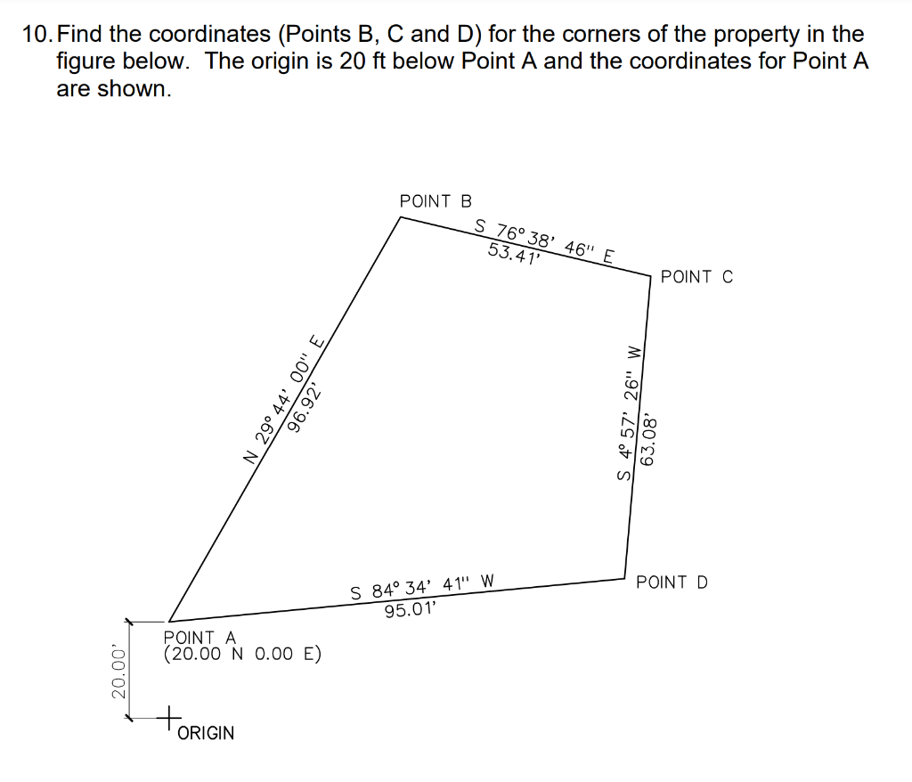 Solved 11. Using the coordinate method, determine the area | Chegg.com