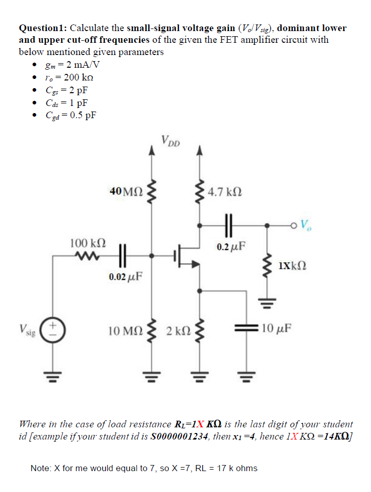 Solved Question1: Calculate the small-signal voltage gain | Chegg.com