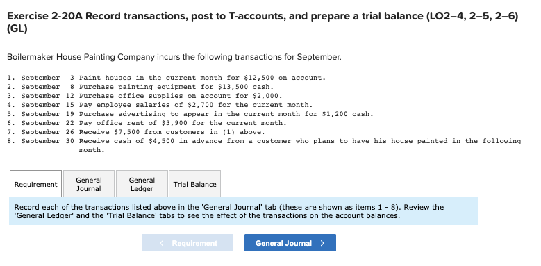 Solved Exercise 2-20A Record transactions, post to | Chegg.com