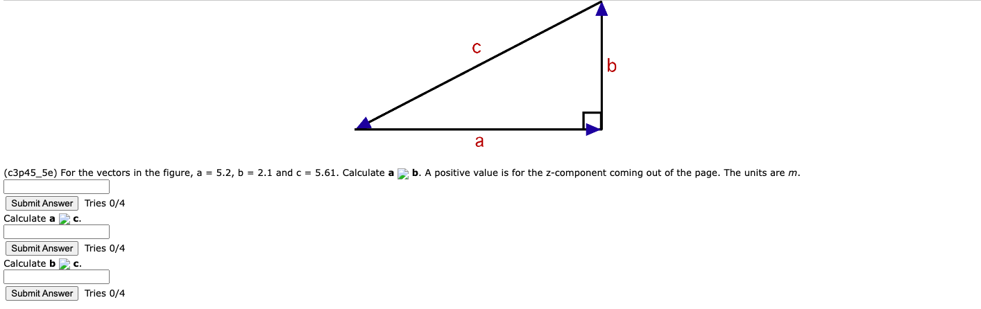 (c3p45_5e) For the vectors in the figure, a=5.2,b=2.1 | Chegg.com