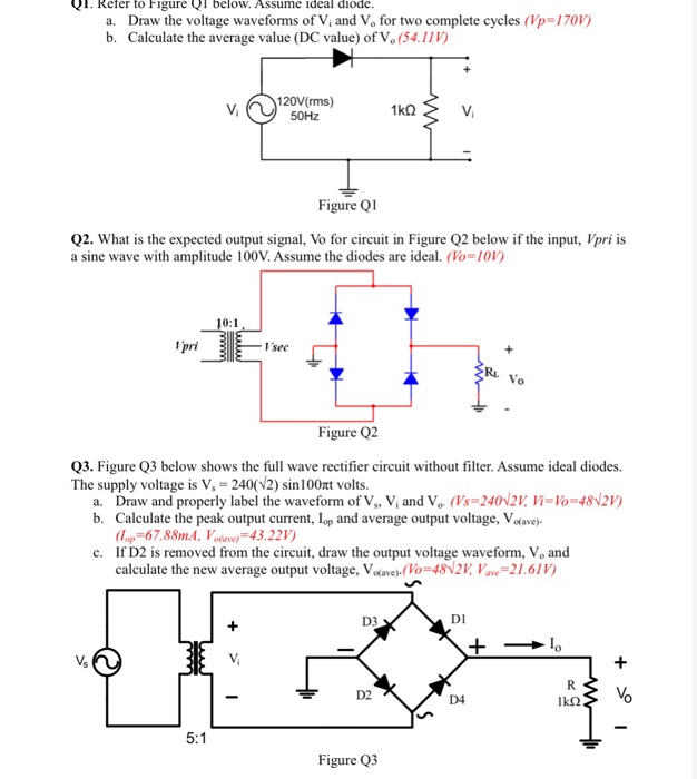 Solved I. Refer to Figure T below. Assume ideal diode. a. | Chegg.com