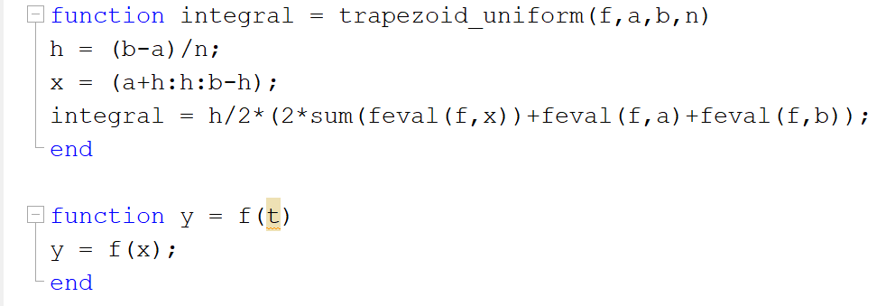 Solved function integral = trapezoid_uniform (f,a,b,n) | Chegg.com