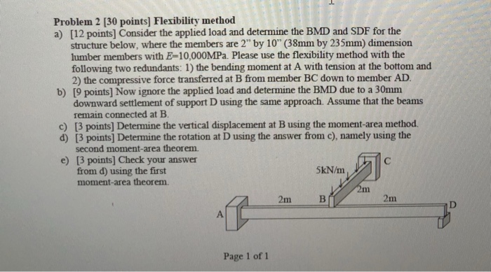 Solved Problem 2 [30 points] Flexibility method a) [12 | Chegg.com
