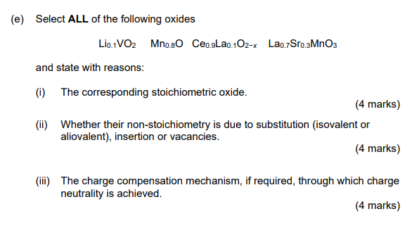 Solved (e) Select ALL of the following oxides Lio. 1 VO2 | Chegg.com