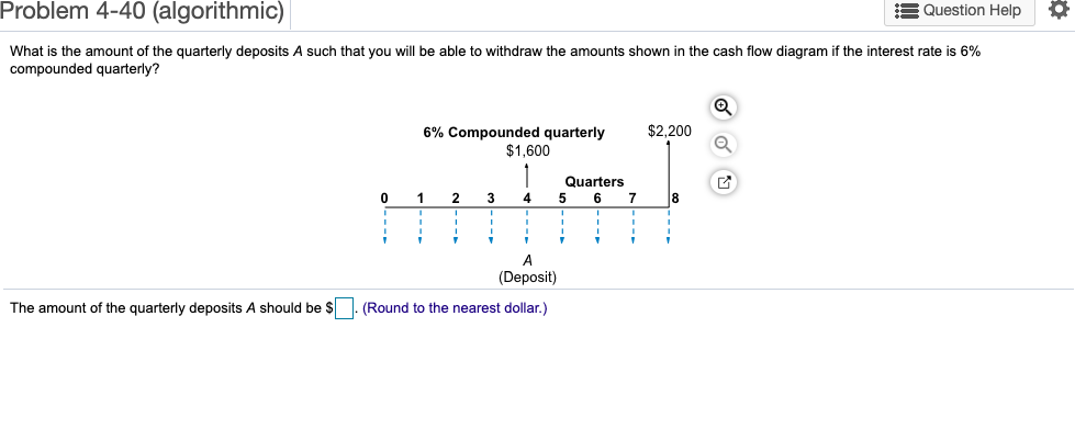 Solved Problem 4-40 (algorithmic) Question Help What is the | Chegg.com