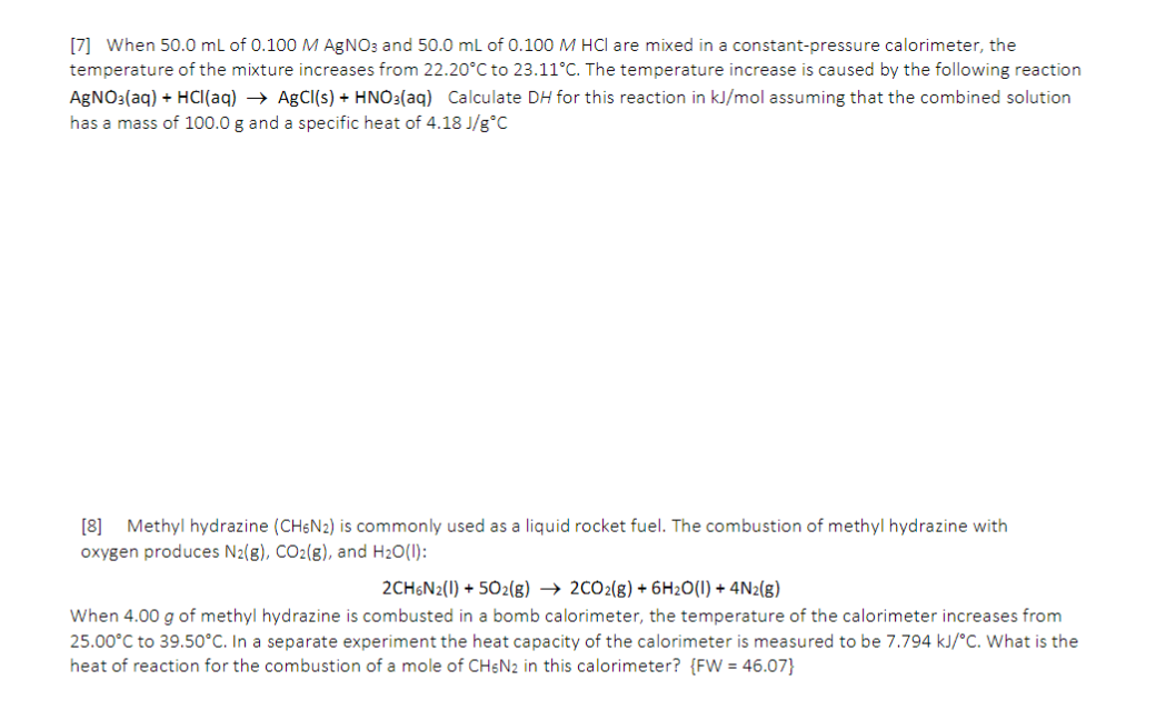 Solved [7] When 50.0 mL of 0.100MAgNO3 and 50.0 mL of | Chegg.com