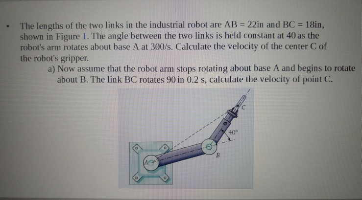 Solved The lengths of the two links in the industrial robot | Chegg.com