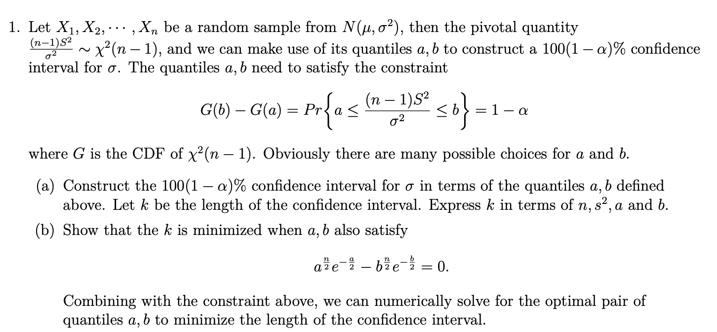 Solved 1. Let X1, X2, . , Xn be a random sample from | Chegg.com