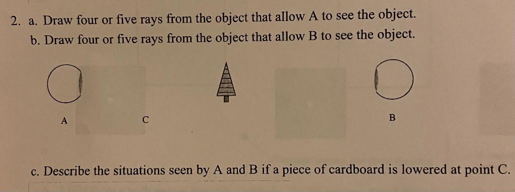 Solved 2. a. Draw four or five rays from the object that | Chegg.com