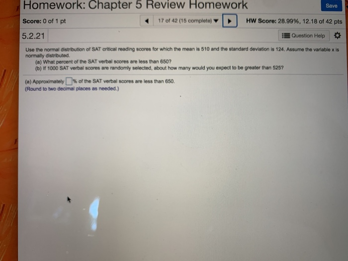 Solved Homework Chapter 5 Review Homework Save Score 0 Of