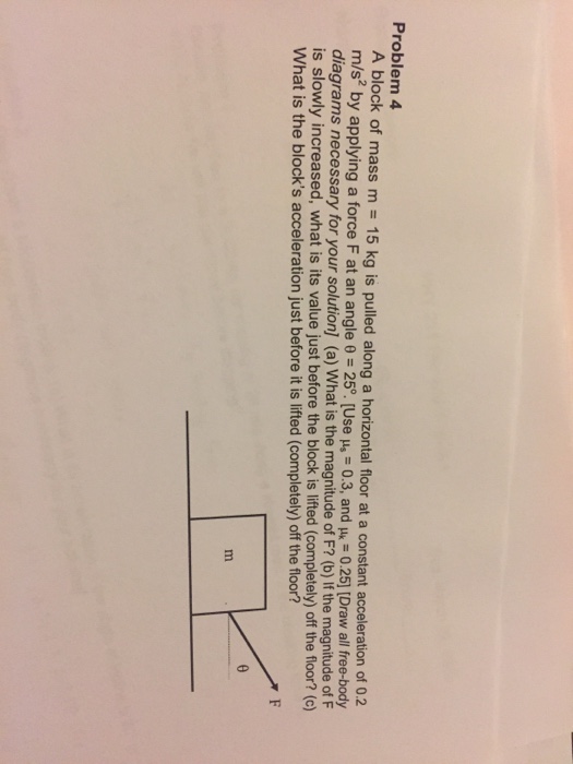 Solved Problem 4 A block of mass m 15 kg is pulled along a | Chegg.com
