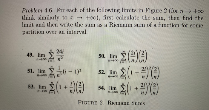 Solved Problem 4.6. For each of the following limits in | Chegg.com