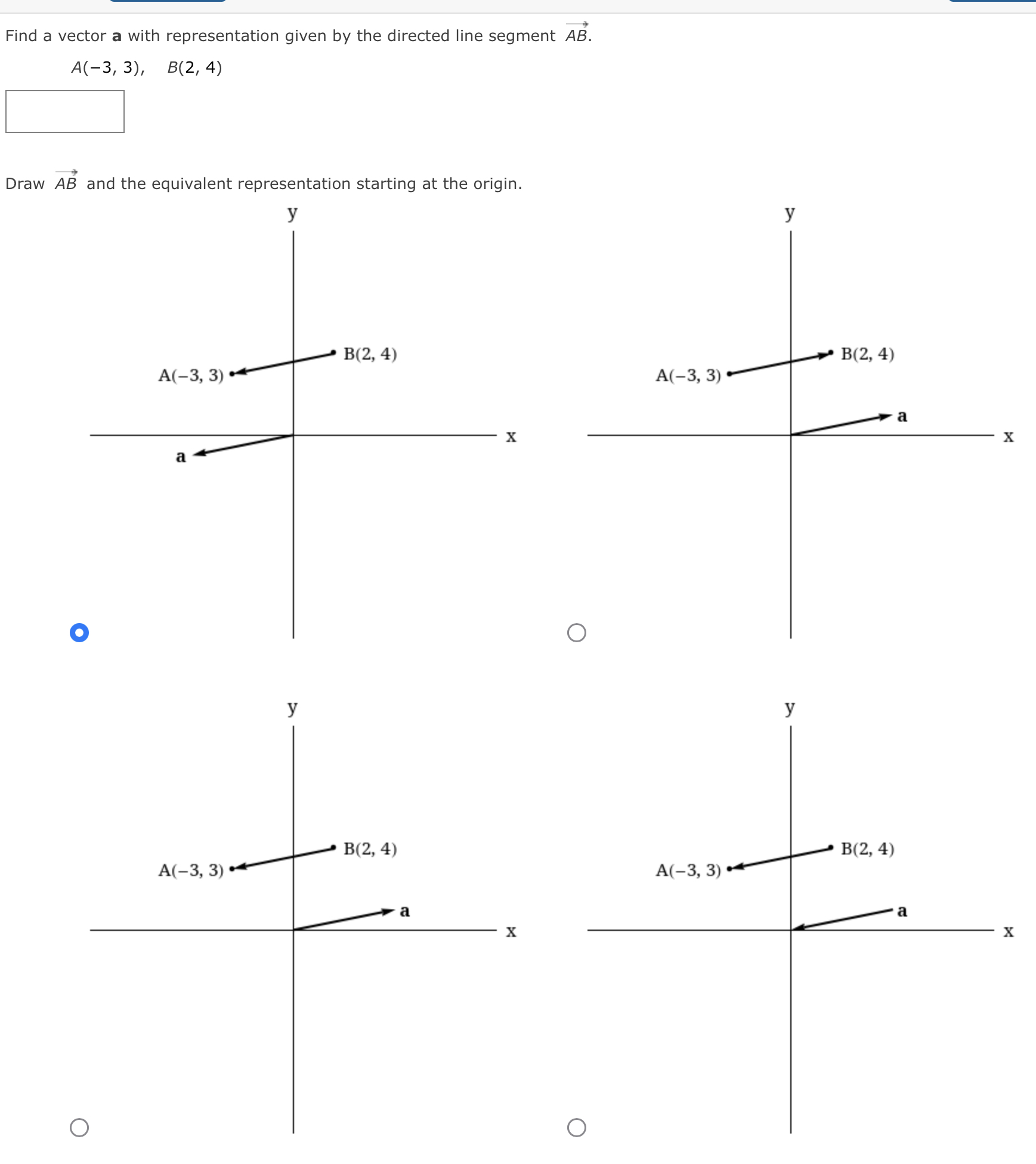 Solved Find a vector a with representation given by the | Chegg.com