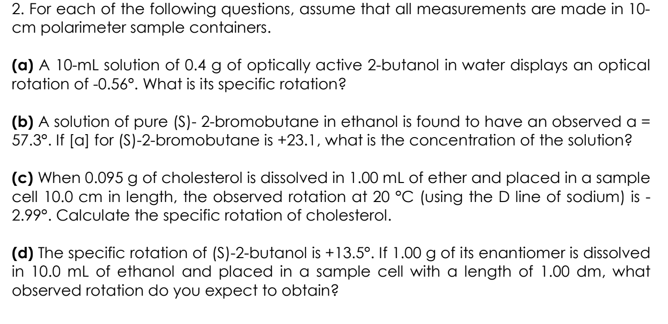 Solved 2. For each of the following questions, assume that | Chegg.com