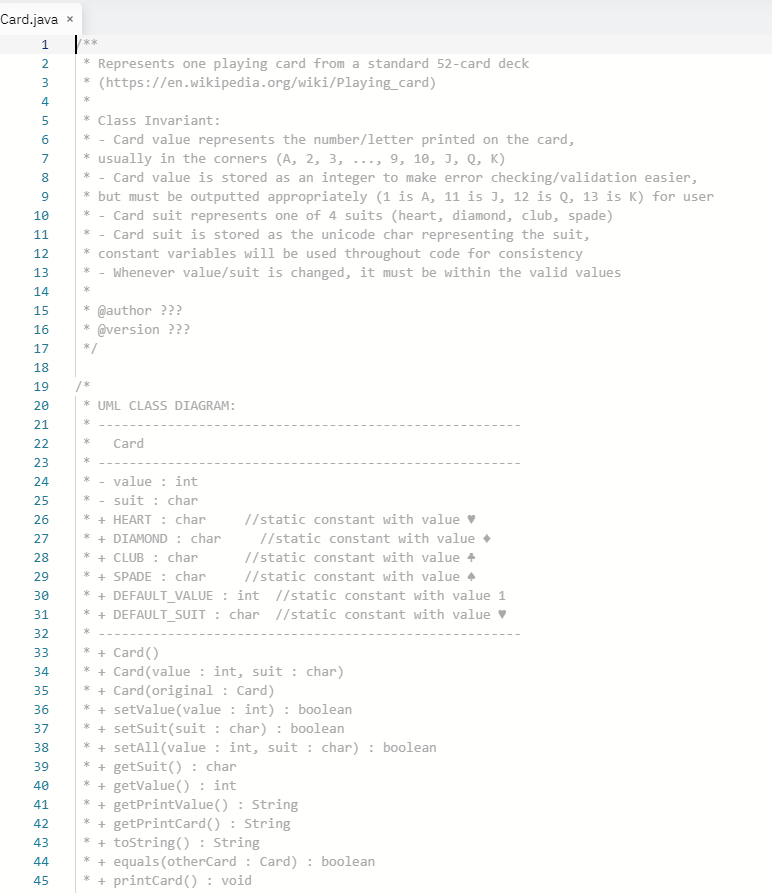 Solved Complete the Card class to pass all the tests | Chegg.com