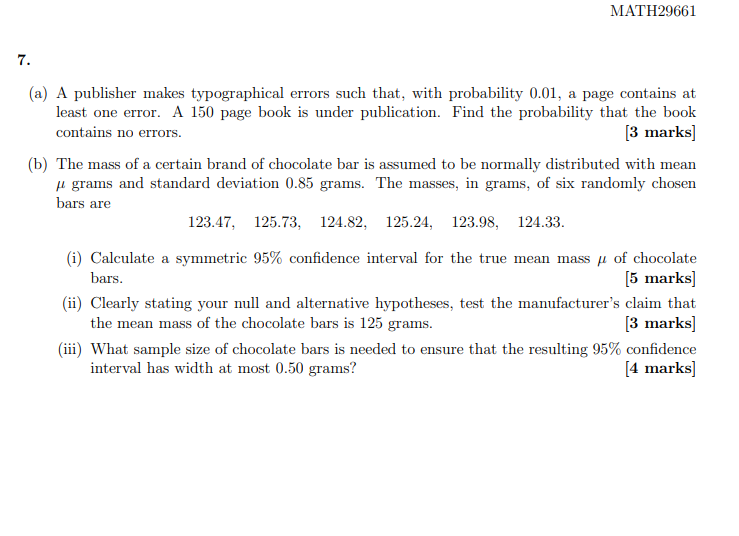 Solved (a) A publisher makes typographical errors such that, | Chegg.com