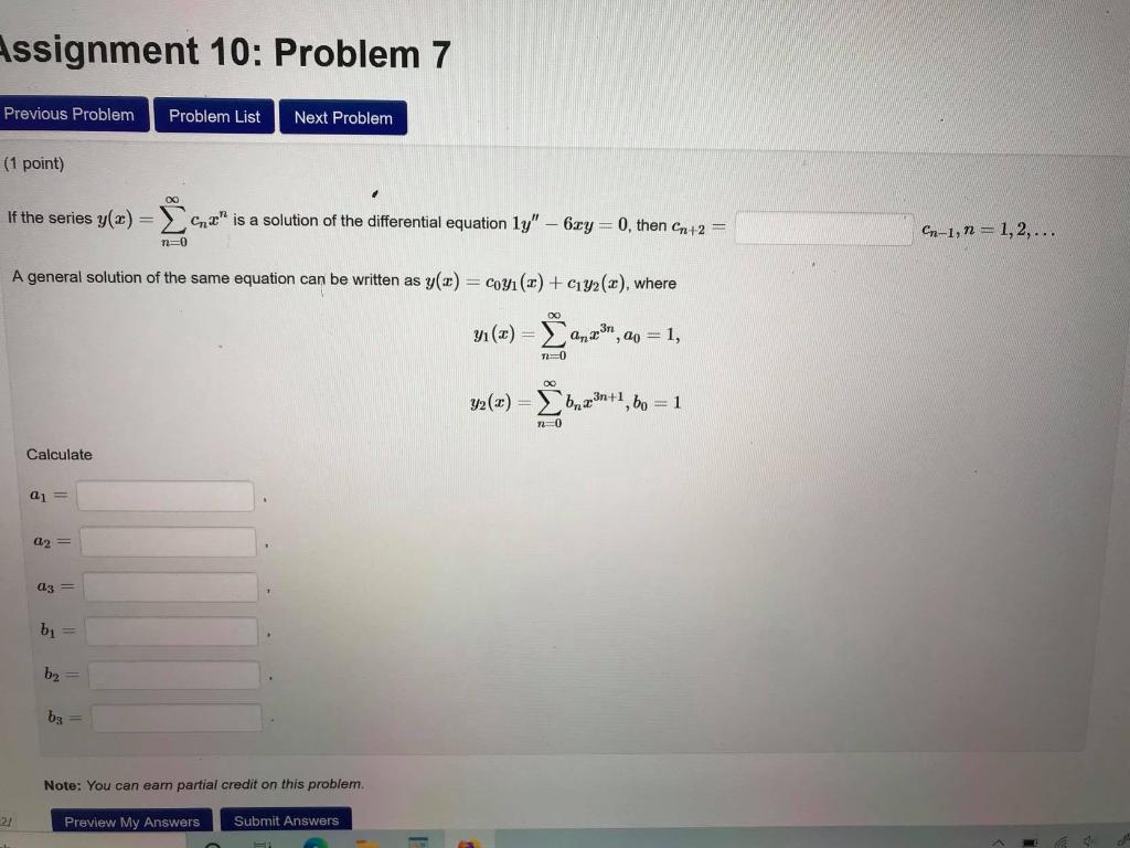 Solved Assignment 10 Problem 7 Previous Problem Problem 0509