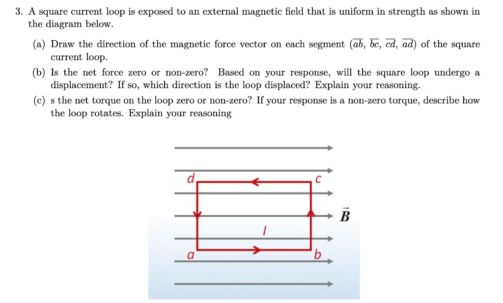 Solved 3. A square current loop is exposed to an external | Chegg.com