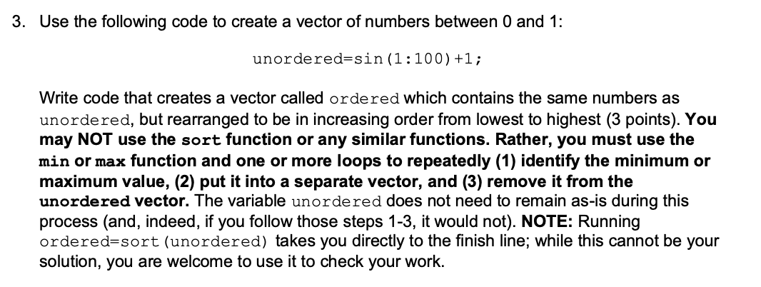 Solved Use the following code to create a vector of numbers | Chegg.com