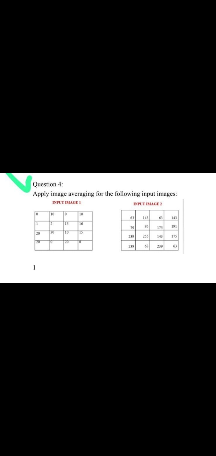 Solved Question 4: Apply image averaging for the following | Chegg.com