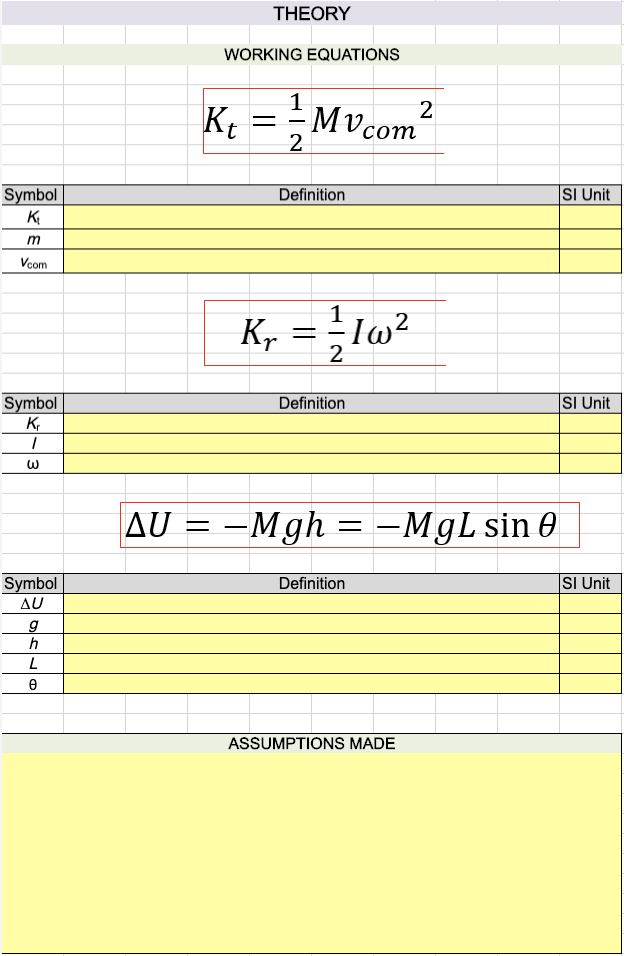 Solved THEORY WORKING EQUATIONS 1 K = Mvcom 2 сот 2 | Chegg.com