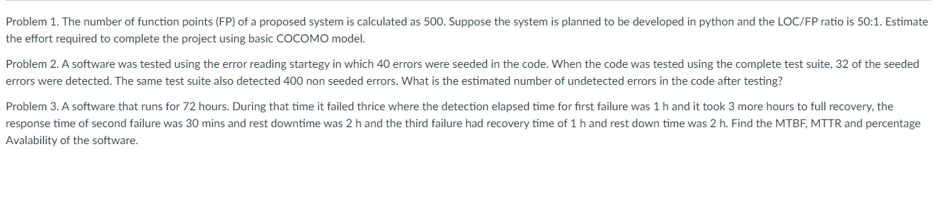 Solved Problem 1. The number of function points (FP) of a | Chegg.com
