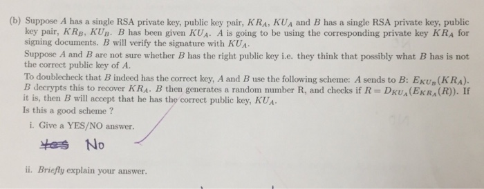 Solved Suppose A has a single RSA private key, public key | Chegg.com