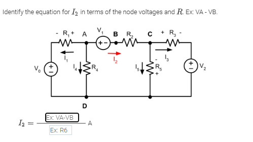 Solved Identify the equation for I2 in terms of the node | Chegg.com