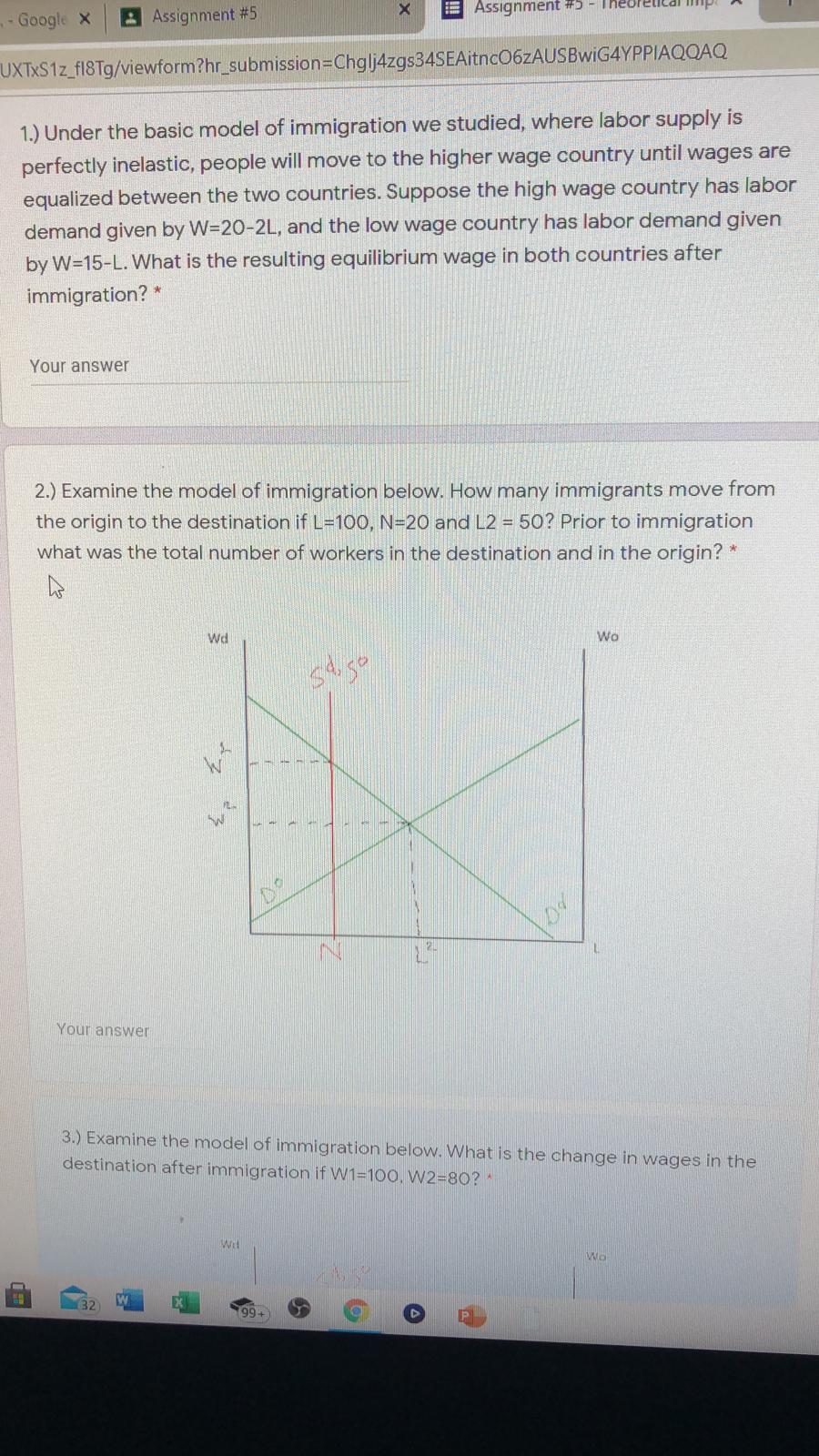 Question 2: Examine the model of immigration below. | Chegg.com