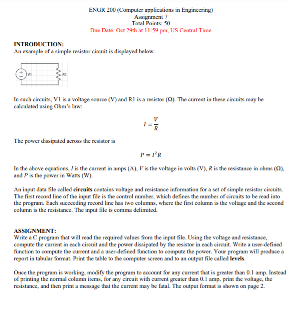 Solved ENGR 200 (Computer applications in Engineering) | Chegg.com