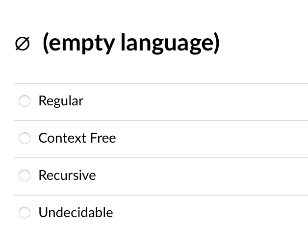 Solved ∅ (empty language) Regular Context Free Recursive | Chegg.com