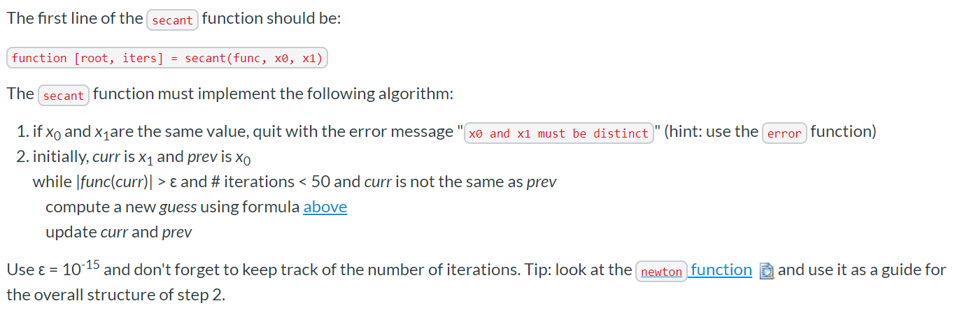 Solved The Secant method The Secant method takes two initial | Chegg.com
